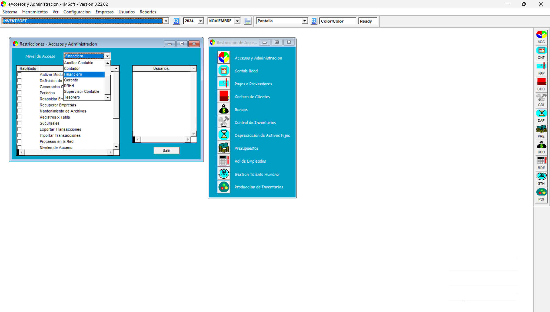 Accesos y Administración - IMSoft ERP Software