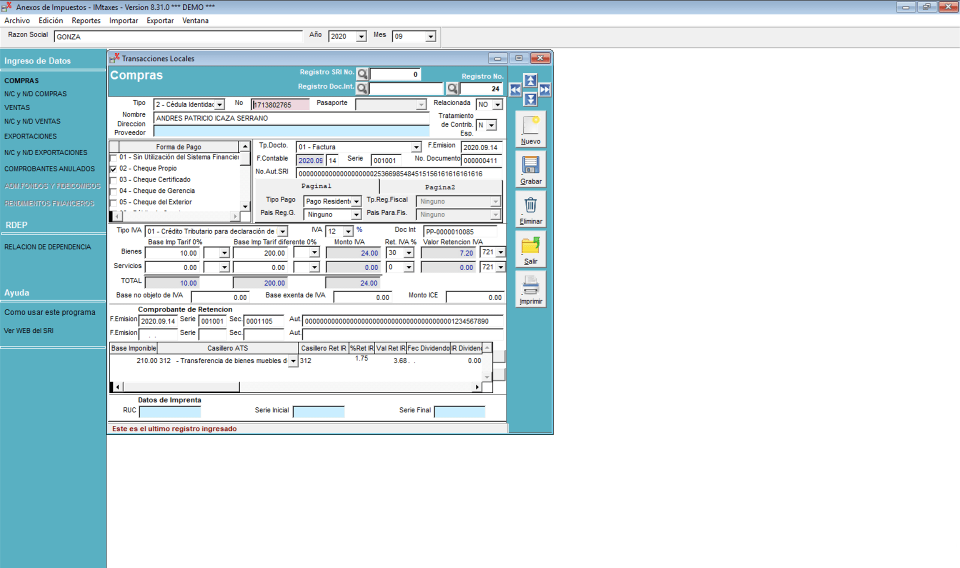 Declaración de Impuestos - IMSoft ERP Software